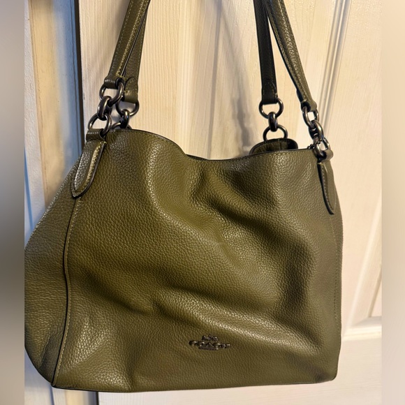Coach | Bags | Coach Green Pebble Leather Shoulder Bag | Poshmark